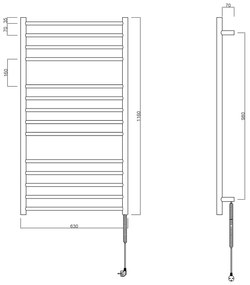 , REDONDO elektrický sušák ručníků, kulatý, 630x1160 mm, 130 W, černá, ER230BV