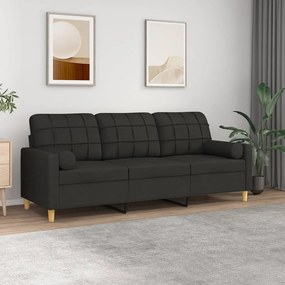 3místná pohovka s polštáři černá 180 cm textil 3200794