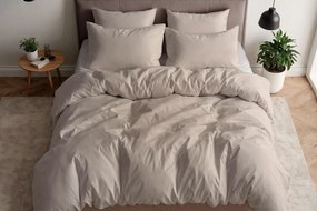 Perkálové bavlněné prodloužené povlečení Jednobarevné - béžové 2 Velikost: 140 x 220 + 70 x 90