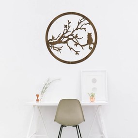 dřevo života Dřevěný obraz KOČKA NA STROMĚ Zvolte rozměr (cm): 40, Zvolte barvu dekoru: Ořech