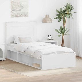 Rám postele s čelo Bílá 75 x 190 cm Masivní borové dřevo 3410144