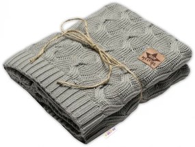 Bambusová dětská pletená deka, vzor pletený cop, 80 x100 cm, oliva