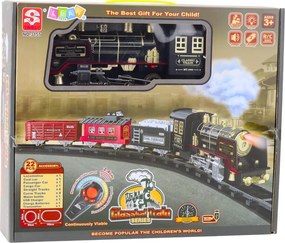 LEAN Toys Vláček na dálkové ovládání RC lokomotiva světla zvuky kouř 22 ks