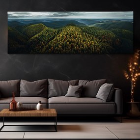 Obraz na plátně - Krajina s lesy, kam se podíváš FeelHappy.cz Velikost obrazu: 120 x 40 cm