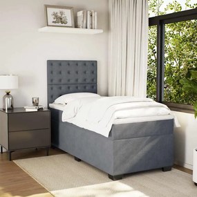 Box spring postel s matrací tmavě šedá 90x200 cm samet 3293123