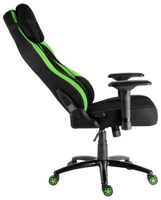 Herní židle Racing ZK-035 TEX — látka, černá / zelená, nosnost 130 kg