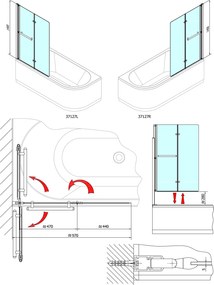 Polysan ODESSA 97 x 140 cm pneumatická vanová zástěna 37127