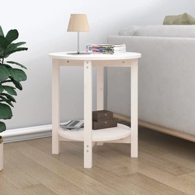Konferenční stolek bílý Ø 55 x 60 cm masivní borové dřevo