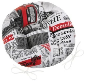 Bellatex Sedák EMA kulatý prošívaný - noviny červené, 40 cm