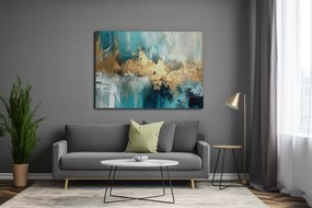 Abstraktní obraz polární záře , intenzivní zlatá Rozměr: 120 x 80 cm