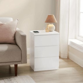 Autronic Noční stolek ANT-E1161 WT s nabíjecím panelem
