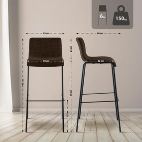 Barová židle Hoover látka čtyřnohá konstrukce černá konstrukce – hnědá