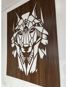 dřevo života Dřevěný obraz vlka GEOMETRY Rozměry (cm): 20x28, Barevný vzor: Bílá