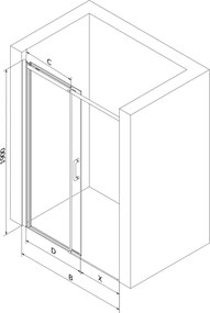 Mexen OMEGA posuvné sprchové dveře do otvoru 150 cm, 825-150-000-01-00