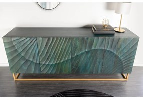 Massive home | Příborník SCORPION 180cm 3D mangovníkové dřevo tyrkysově zlaté