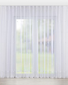 Záclona na dvojitých hačcích flex barva bílá látka poloprůhledná, pletený vzor, vzorované