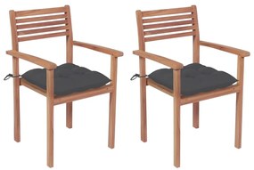 Zahradní židle 2 ks antracitové podušky masivní teak,  3062277