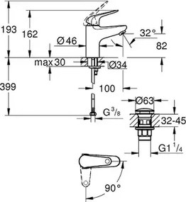 Grohe Swift - Umyvadlová baterie s výpustí Push-Open studený start chr