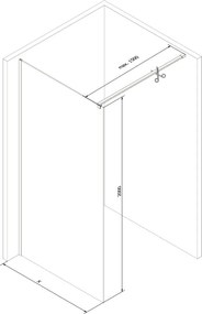Mexen Kioto sprchová stěna Walk-in 60 x 200 cm, černý rám 8 mm, černá - 800-060-101-70-70