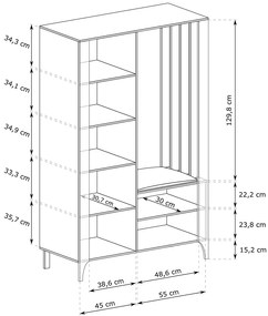 MILUMI c | předsíňová stěna MM-11 | 105 cm | se zrcadlem | černá