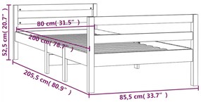 Rám postele medově hnědý 80 x 200 cm masivní borové dřevo - Default Title