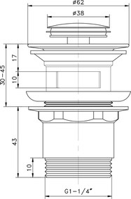 Aqualine umyvadlová výpust 5/4“ click-clack chrom TF8001 Koupelny Bernold