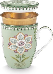 Pip Studio Lily &amp; Lotus sada na čaj pro jednoho 350 ml, zelená (Sada na čaj pro jednoho v dárkové krabičce)