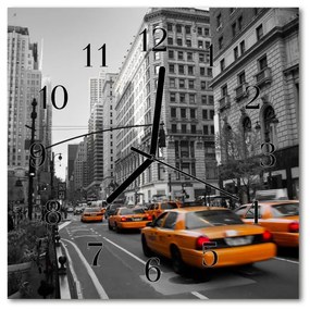 Skleněné hodiny čtvercové Taxi New York