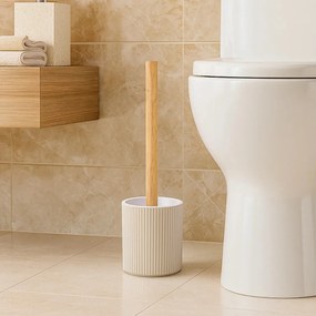 WC kartáč Peyton, béžová/s dřevěnými prvky