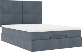 Osmanský rám postele s matracemi tmavě šedá 140x200cm samet 3314253
