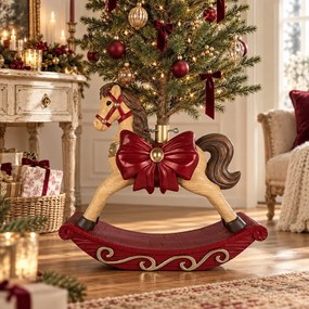 Stojan na vánoční stromek houpací kůň s mašlí Clayre & Eef – 66*20*60 cm