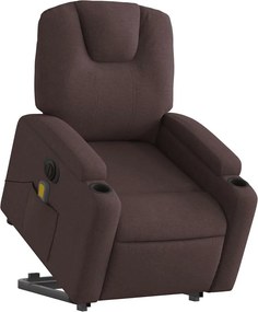 Elektrické zvedací masážní polohovací křeslo tmavě hnědé textil 3204409