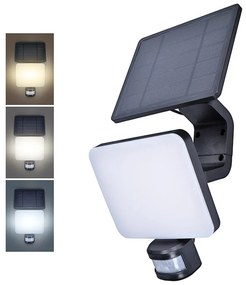 Solight LED solární osvětlení se senzorem, 11W, 1200lm, 3 CCT, Li-Ion, černá