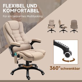 Kancelářská židle Vinsetto s vibrační masáží, ergonomická kancelářská židle s vyhříváním a funkcí polohování, výškově nastavitelná manažerská židle s…