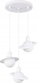 Závěsná lampa bílá Trojitý závěs 3 koule do kuchyně polsko Sollux