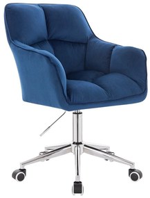 LuxuryForm DESIGN Otočné křeslo AMALFI VELUR na stříbrné podstavě s kolečky - modré