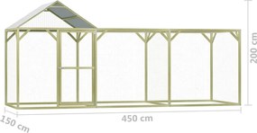 vidaXL Marketos Klec pro kuřata 4,5 x 1,5 x 2 m impregnovaná borovice