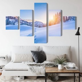 Vícedílný obraz Alpy V Zimním Období 3D Nedostatek Nedostatek Přírodní plátno 250x150