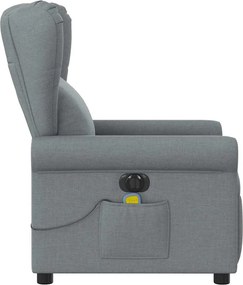 Elektrické masážní polohovací křeslo světle šedé textil 3303364