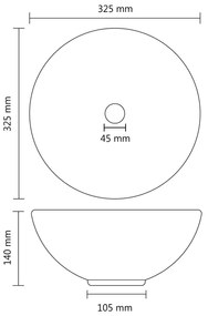 vidaXL Marketos Luxusní umyvadlo kulaté matné světle šedé 32,5x14 cm keramické