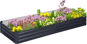 Zvýšený záhon Outsunny z oceli, studený rám na zahradní záhon, zásuvný květinový box, květináč na zeleninový záhon 241x90,5x30cm pro zahradní terasu,
