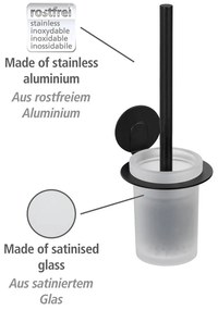 Matně černá samodržící skleněná WC štětka Bivio – Wenko