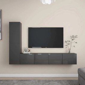 vidaXL 4dílný set TV skříněk dřevotříska [3078674] Barva: Černá