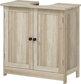 HOMCOM spodní skříňka pod umyvadlo, koupelnová skříňka se 2 dveřmi, nastavitelná přihrádka, odolná proti vlhkosti, 60 x 30 x 60 cm, Šedá