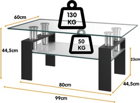 Costway Konferenční stolek ze skla, se spodní policí – 99,5 × 59,5 × 44,5 cm