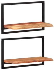 Nástěnné police 2 ks 60 x 25 x 35 cm masivní akácie a ocel 338459
