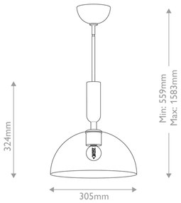 Alora Mood ALM-JUDE-P-MB-CL - Lustr na tyči JUDE 1xE27/60W/230V černá