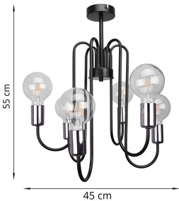 Stropní svítidlo EDISON, černé tělo svítidla