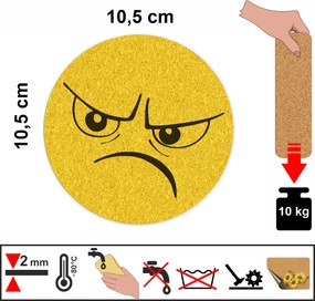 PokojovaDekorace.cz, Korkové podtácky s potiskem – 567, Smajlík, průměr 10,5cm, 1 ks