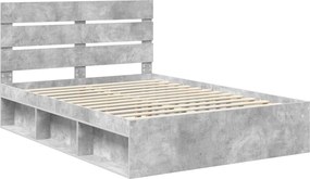 Rám postele s čelo Beton 140 x 200 cm Masivní borové dřevo 3411739